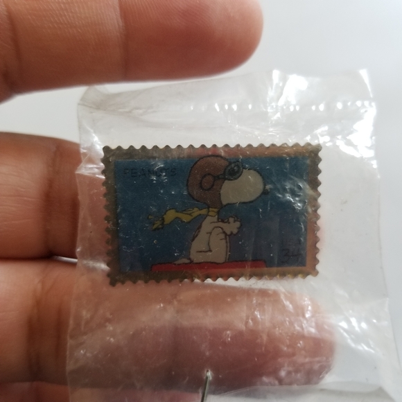 Peanuts | Other | Vintage Peanuts Snoopy Stamp Pin Back | Poshmark